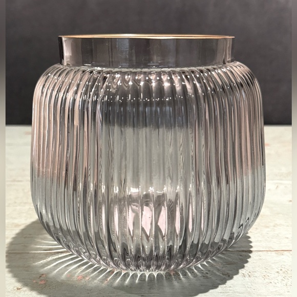 Accents | Blue Textured Glass Gold Rim Centerpiece Hurricane Lamp ...